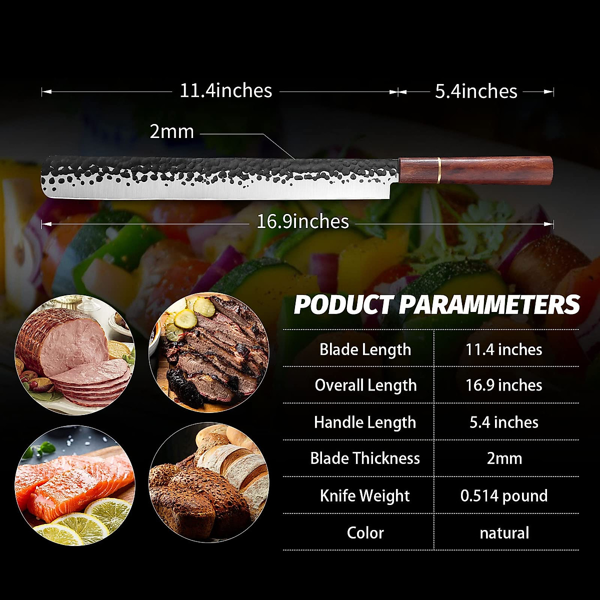 PURPLEBIRD 11“ Flexible Brisket Knife Bundle with 12” Stronger Carving Knife