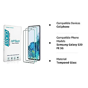 HPTech (2 Pack) Designed for Samsung Galaxy S20 FE, Galaxy S20 FE 5G, Galaxy S20 FE 5G UW Tempered Glass Screen Protector, 9H Hardness, Support Fingerprint Reader, Case Friendly