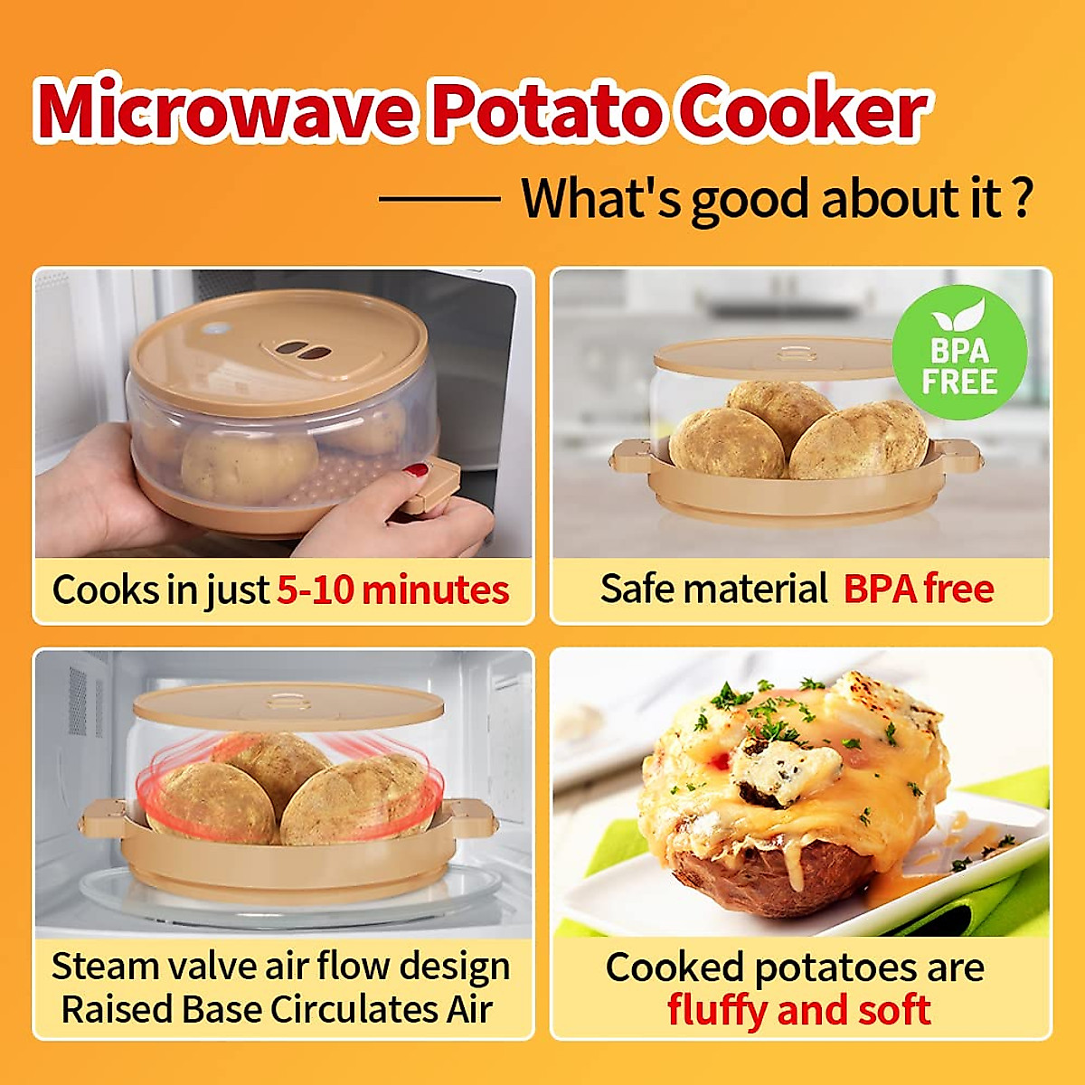 MUXIUNT Microwave Baked Potato Cooker As Seen On Tv Cooks In Minutes Tender & Fluffy,baking Potato Cooker For Microwave Oven,Twice Baked Potatoes Steamer,Microwave Baked Potato Bag Upgrade BPA-free