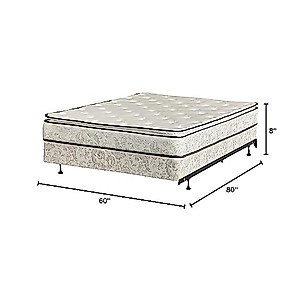Mattress Comfort Comfort 10-Inch Medium Pillowtop Innerspring Mattress and 8" Wood Traditional Box Spring/Foundation Set with Frame, Queen, Beige