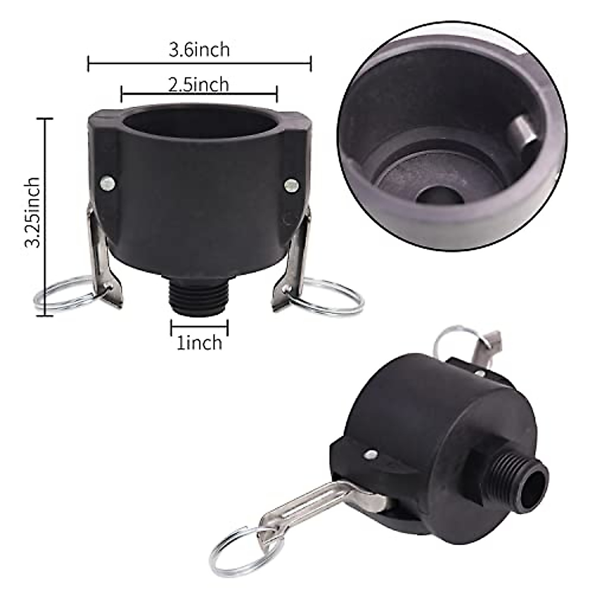 EDOBLUE 275 330 Gallon IBC Tote Tank Drain Adapter Fittings 2" Cam Lock x Garden Hose Food Grade