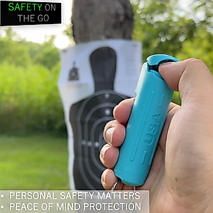 Police Magnum Keychain Pepper Spray Flip Top Safety- Maximum Strength- Tactical Women & Men's Self Defense - Made in The USA -2 Pack Teal & Soft Pink FT