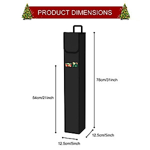 Demao Wrapping Paper Storage Bag 31", Gift Wrapping Paper Organizer Storage Containers with Pocket for Crafts Poster Tools, Christmas Wrap Paper Holder fits for 9 Standard Rolls (Black-2pc)