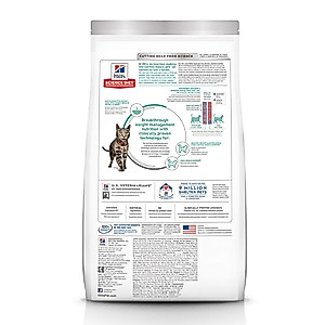 Hill's Science Diet Dry Cat Food, Adult, Perfect Weight for Healthy Weight & Weight Management, Chicken Recipe, 3 lb. Bag