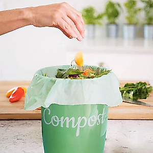 100% Compost Bags for Kitchen Countertop Compost Bin - 1, 1.2, 1.3, 1.5 Gallon, Kitchen Food Scrap Waste Compostable Small Trash Bags, ASTM D6400, US BPI and Europe OK Compost Home Certified, 100ct
