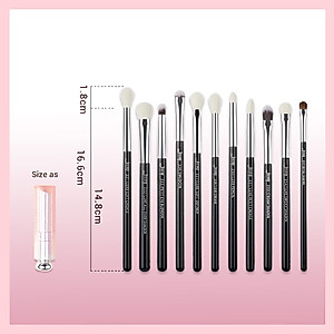 Jessup Eye Makeup Brushes Set Professional 15pcs with Eyeshadow Blending Concealer Eyebrow Eyliner Brush (Pearl Black/Silver)