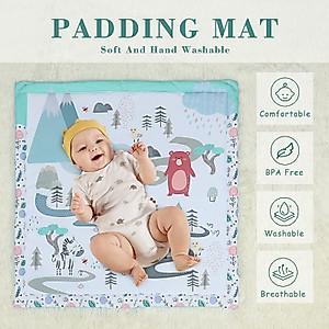 LOL-FUN Baby Play Mat Gym for Infant,Baby Floor Mat Activity Gym with Toys for Development,Foldable Gym Playmat for 0 3 6 9 12 Months Baby Girls and Boys