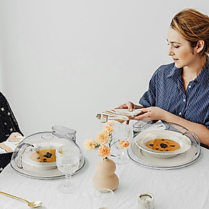 WENWELL Microwave Cover with Water Steamer & Tray,Food Protector for Splatter Guard,Dish Bowl Plate Serving Lid with Handle,BPA-Free,Clear Safe Plastic,10 Inchs