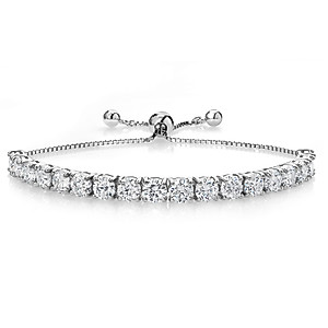 Gem Stone King 9.00 Cttw 925 Sterling Silver White Moissanite Tennis Bracelet For Women | Round 5MM | Fully Adjustable Up to 10 Inch