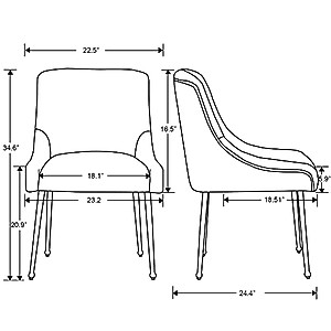 ZHENGHAO Black Dining Chairs Set of 6, Upholstered Dining Room Chairs with Gold Legs Modern Velvet Accent Chairs for Black pc 6pc