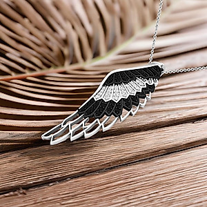 Dazzlingrock Collection 0.40 Carat (ctw) Black And White Diamond Angel Wing Feather Pendant, Sterling Silver