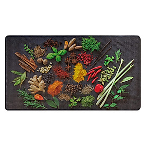 BAMBIKI Artistic Anti Fatigue Kitchen Mat for Floor - Colorful and Fun Mats - Comfort and Relaxing Memory Foam Rug - Stylish Mat - Waterproof - Easy Wipe Clean - Spice Art - 31.5”x17.5”x12mm