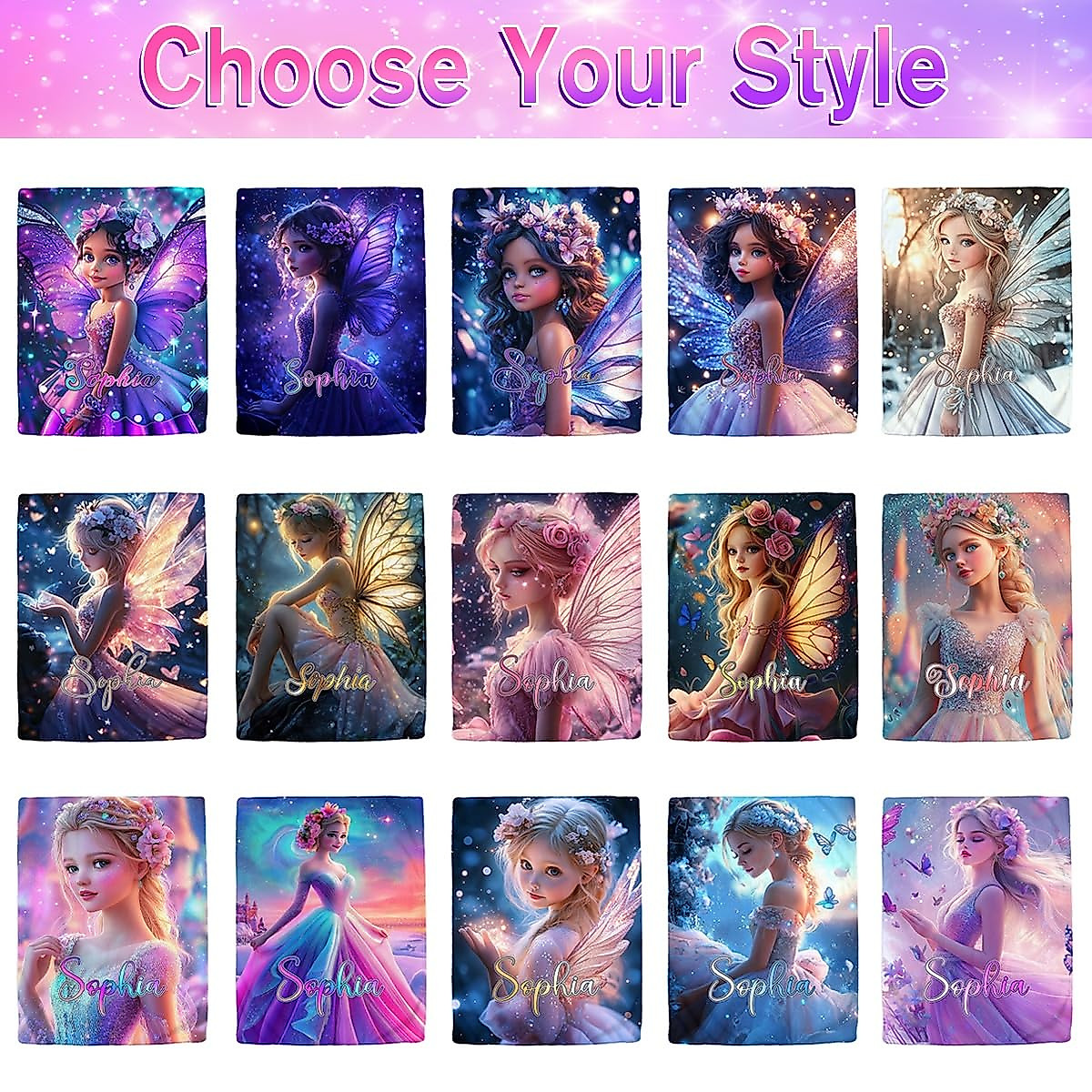 Artsadd Personalized Blanket for Girls, Custom Princess Blankets with Name for Baby Girl Customized Name Blankets for Daughter Custom Baby Blanket for Infant Toddler