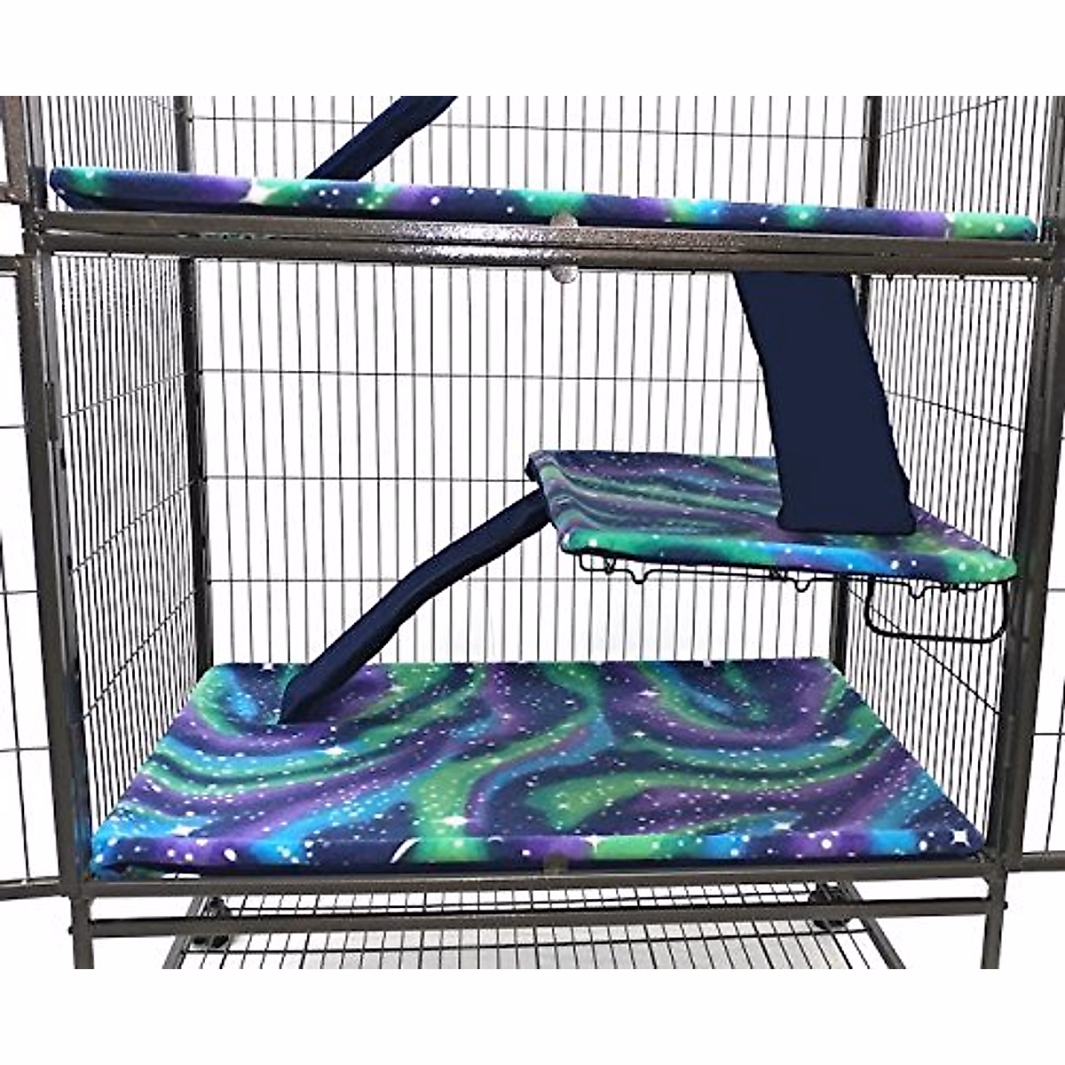 Piggy BedSpreads Fleece Liners for Ferret Nation Critter Nation Cage (Double, Northern Lights) Cage Not Included