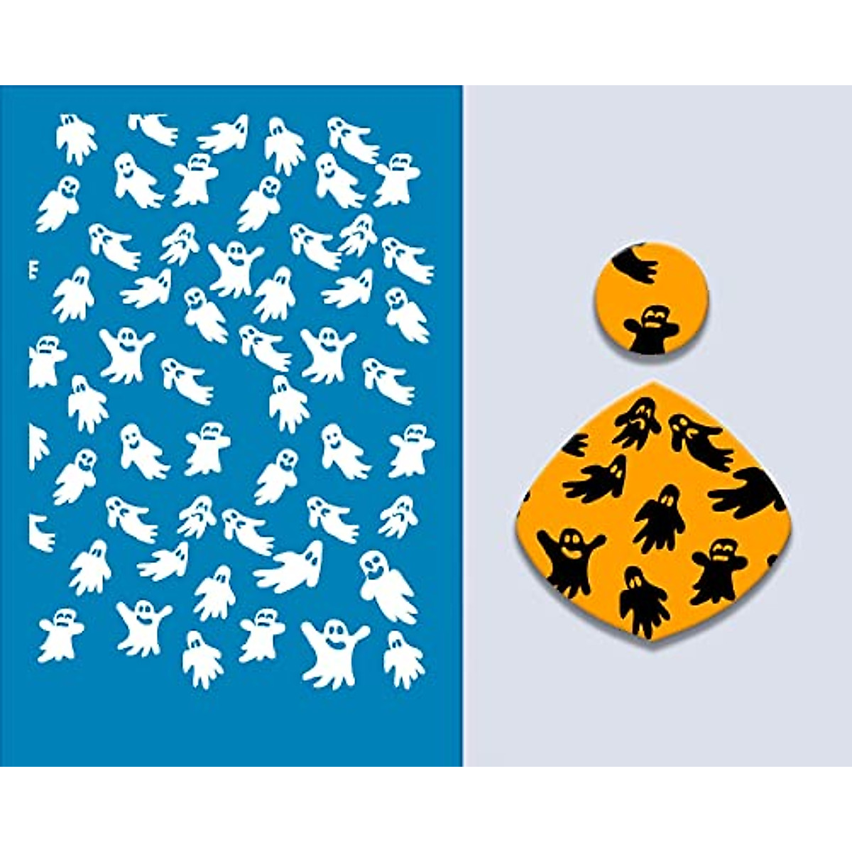 EZILLION Halloween Style Silk Screen Stencil for Polymer Clay -Silkscreen Stencil for Polymer Clay - Polymer Clay Silk Screen Tool- Jewelry Earring Silk Screen - Pumpkin, Ghost, Spider (BCW579)