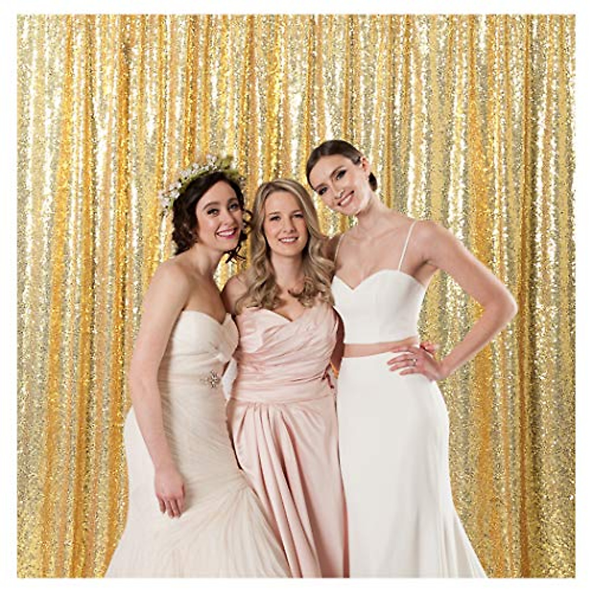 SoarDream Sequin Backdrop Curtain 4 Panels 2ftx8ft Wedding Ceremony Background Backdrop Glitter Shimmer Fabric Gold Backdrop Drapes
