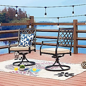 LOKATSE HOME Patio Swivel Rocker Furniture Metal Outdoor Dining Chairs with Cushion Set of 2