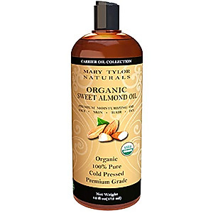 Mary Tylor Naturals Cold Pressed, Premium Grade, 100% Pure USDA Organic Sweet Almond Oil Large, 16 oz