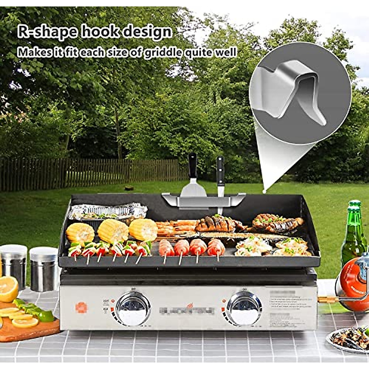 Stainless Steel Griddle Spatula Holder, Griddle Spatula Holder,Barbecue Tool Hold Rack Griddle Accessories for Stainless Steel Tool Holder for Outdoor Camping Picnic BBQ, 1 Pack