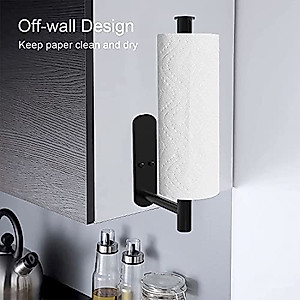 Paper Towel Holder Wall Mount,Paper Towels Rolls,13 Inch Self Adhesive or Drilling Black Paper Towel Holder Under Cabinet with Screws,Stainless Steel Paper Towel Holder
