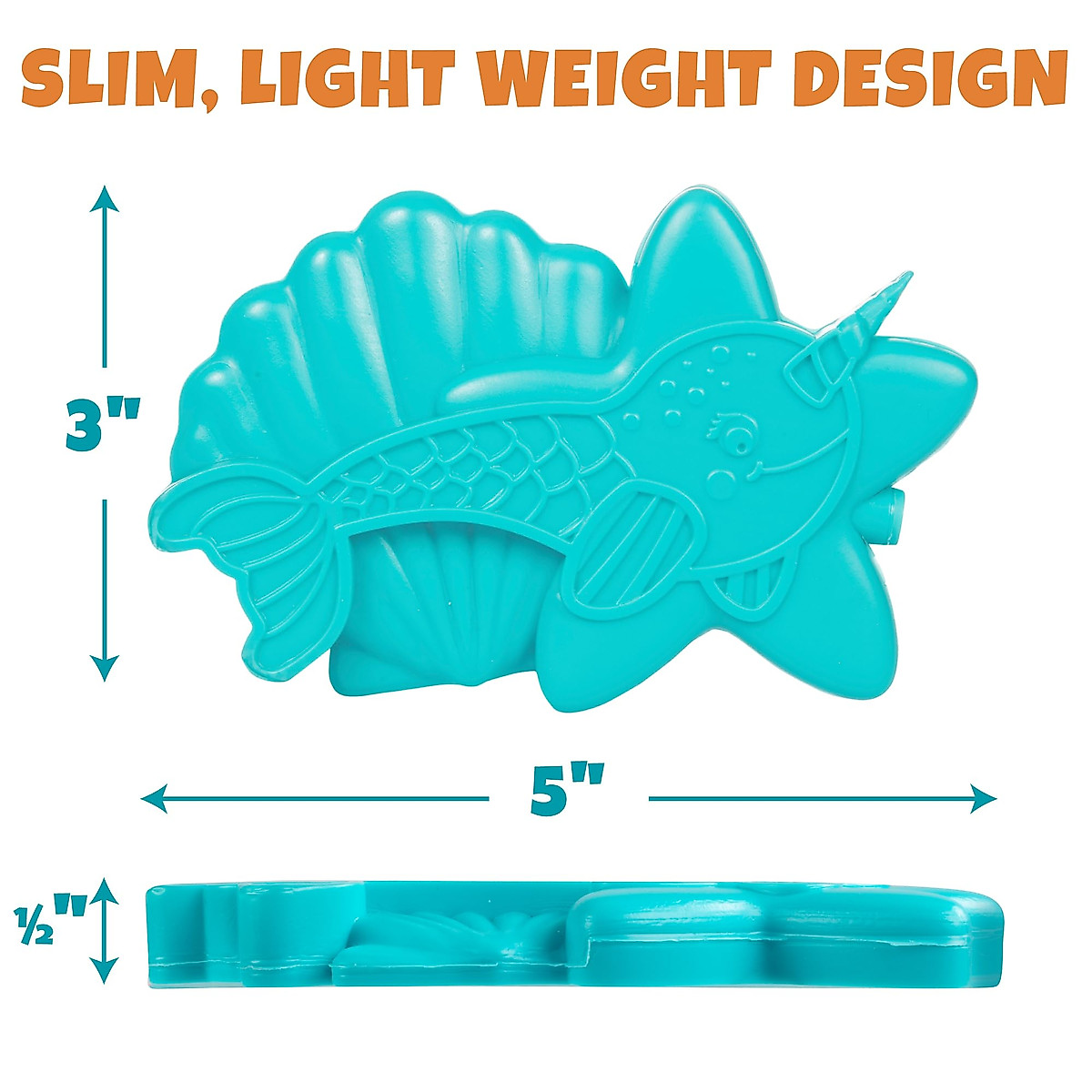 Narwhal Reusable Hard Ice Pack- Set of 3- Fits Easily Inside Kids Lunch Box, Bento, Insulated Cooler Bag- Long Lasting Slim, Space Saving- Cool Freezer Packs Keep Food Cold For Hours- Back To School