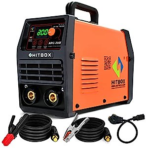 HITBOX 200Amp MIG Welder, 110/220V Dual Voltage Mig/Lift Tig 2 In 1 Welding Machine Portable Stick Welder Machine LCD Digital Display