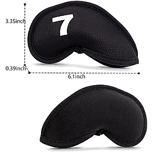 AUEAR, 11 Pack Golf Head Covers Black Neoprene Iron Putter Headcovers Set Fit All Brands
