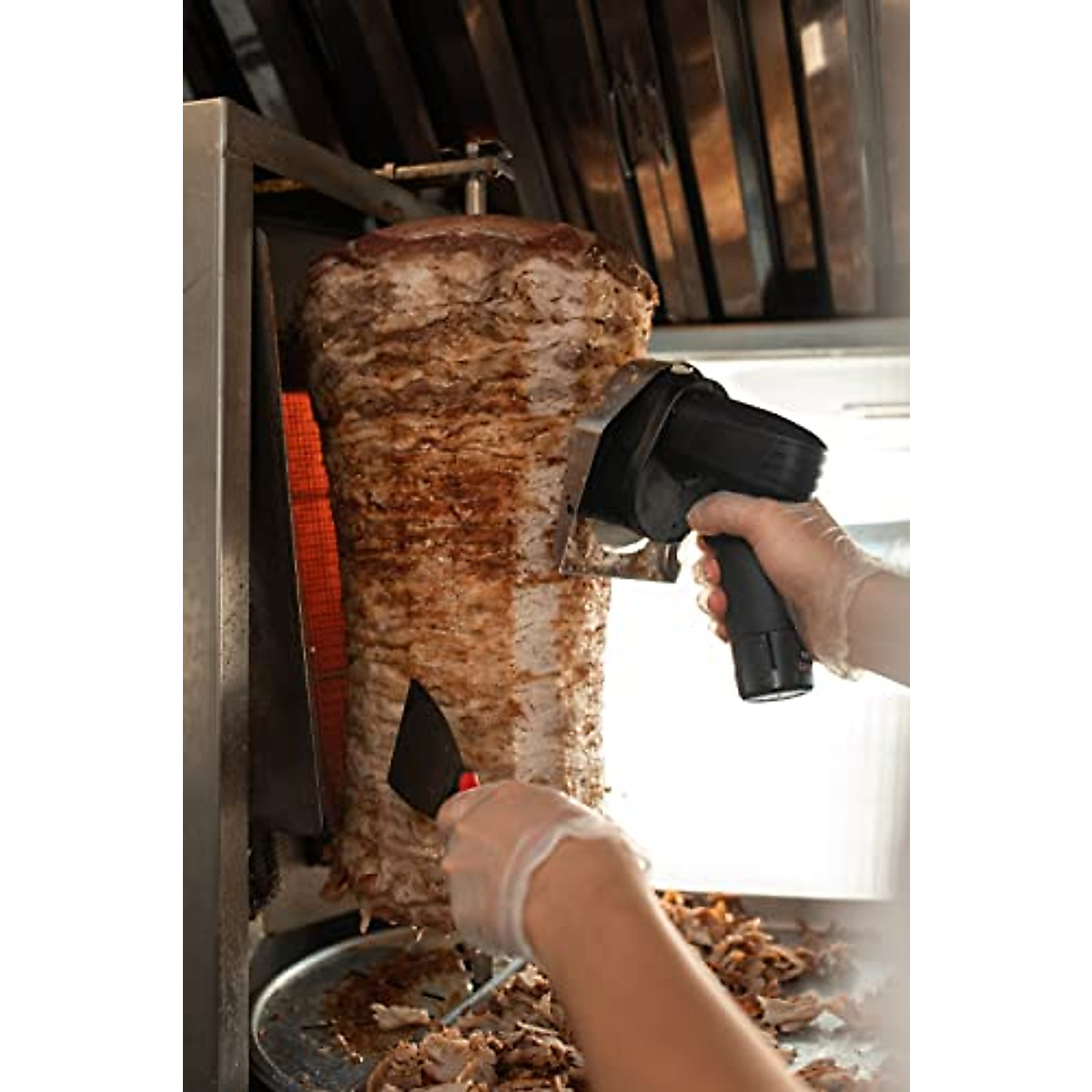 Li Bai Professional Wireless Electric Shawarma Doner Kebab Knife, 0.5 Thinnest Kebab Slicer, Sliced Meat Gyros Knife, 12V battery 2 Blades Gyro Cutter for Shawarma