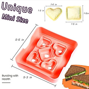 Crethinkaty Sandwich Cutters,Mini Sandwich Cutter and Sealer Bread Crust Cutter DIY Pocket Sandwich with Vegetable and Fruit Cutters Shapes Cookie Cutters Lunchbox and Party Platters for Kids
