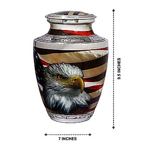BOLD & DIVINE American Flag Patriotic and Veteran Cremation Urns for Human Ashes Adult Male | Funeral Decorative Urn for Men Carefully Handcrafted with Necklace, Police Dog K9 Army Firefighter