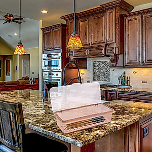 TOPBATHY Flatware Plastic Tray with Lid Kitchen Cutlery and Utensil Drawer Organizer Silverware Countertop Storage Container (Brown)