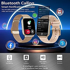 Smart Watch for Men Women, 2023 Upgraded Smartwatch with Blood Pressure Heart Rate Monitor 1.9" Touch Screen Bluetooth Watch(Make/Answer Call), IP67 Waterproof Smart for Android iOS Phones Gold