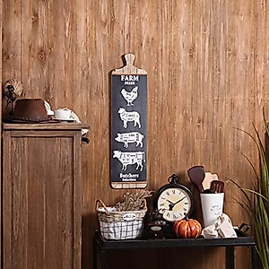 NIKKY HOME Farmhouse Wall Decor Farm Fresh Butcher Shop Meat Cuts Prints Butchers Selection Chart Guide Diagram Beef Pork Chicken Cuts Restaurant Plaque Sign