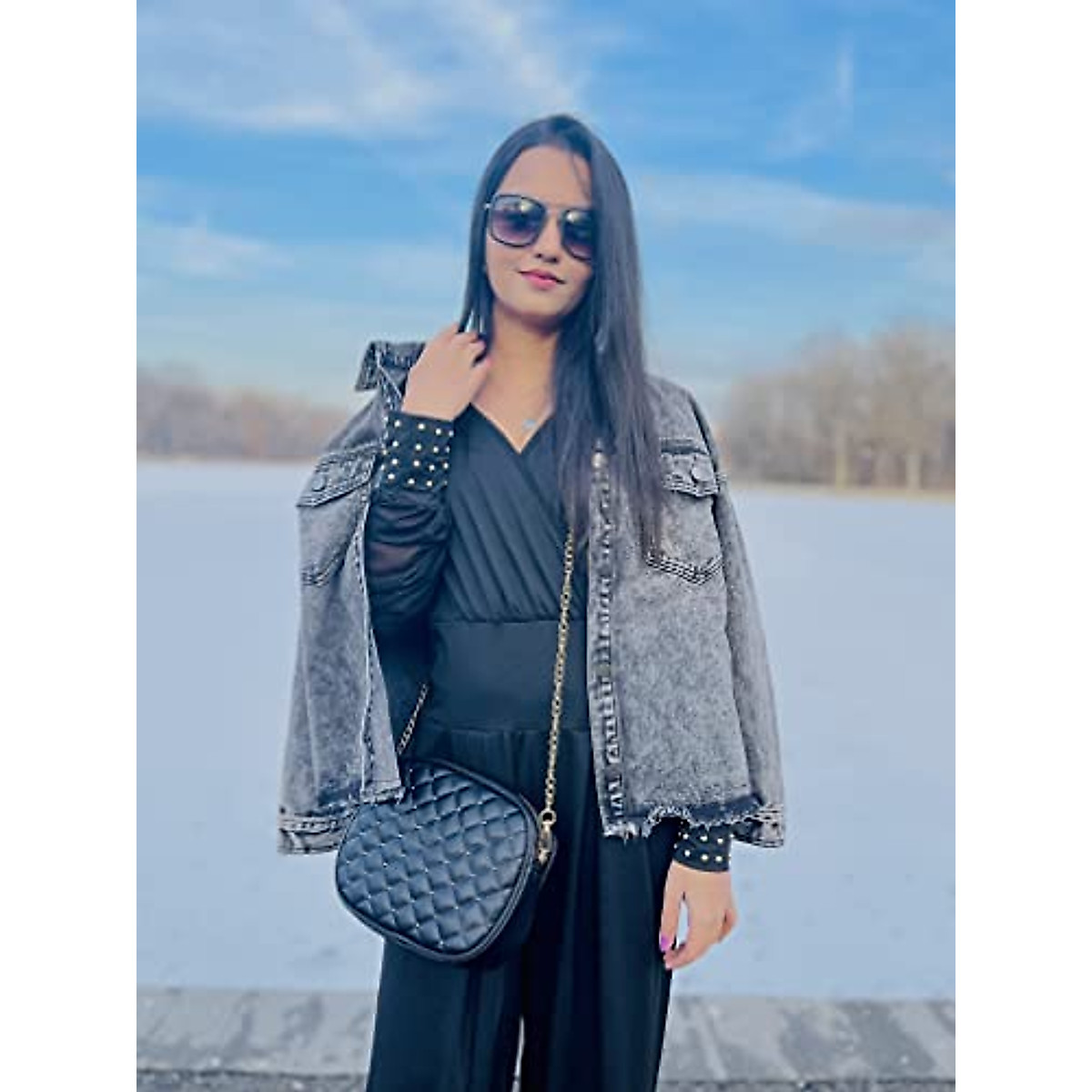 Newshows Small Quilted Crossbody Bags for Women Trendy Cross Body Purse with Metal Chain Strap, Gift Idea, PU Leather