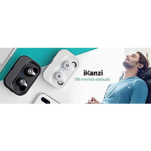 [Updated Version] Wireless Earbuds Bluetooth Headphones IKANZI iPX7 Waterproof 72H Cycle Play Time, 2200mAh Bluetooth 5.0 Auto Pairing Wireless Earphones Bluetooth Headset with Charging (Bright Black)