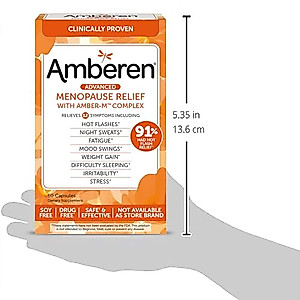 Amberen: Safe Multi-Symptom Menopause Relief. Clinically Shown to Relieve 12 Menopause Symptoms: Hot Flashes, Night Sweats, Mood Swings, Low Energy and More. 2 Month Supply
