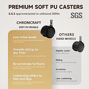 Chromcraft Set of 2 Kitchen Dining Chairs Swivel-Tilt Caster Dining Room Chairs Upholstered Memory Foam Chairs with Soft Wheels Rolling Chairs for Kitchen and Dining Room(Ravenrock Indigo-Walnut)