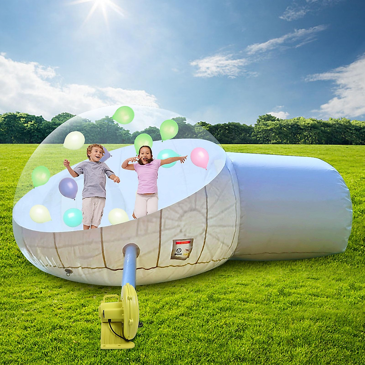 CNCEST Inflatable Bubble House, 13ft Dia. Waterproof Luxurious Transparent Outdoor Dome Double Tunnel Inflatable Bubble Tent with Blower for Camping, Music Festival, Stargazing