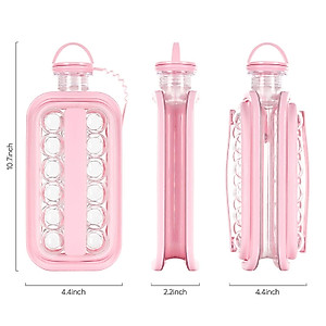 LittleStar Ice Cube Trays 2 in 1 Portable Ice Ball Maker Kettle With 17 Grids Flat Body Lid Cooling Ice Pop/Cube Molds For Hockey,Cocktail,Coffee,Whiskey,Champagne,Beer,Juice,Water (Gray)