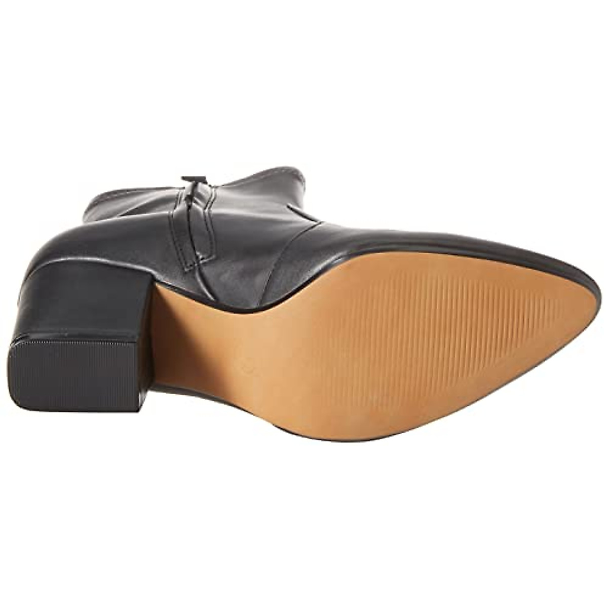 Amazon Essentials Women's Fitted Stretch Heel Boot, Black Shine, 7.5