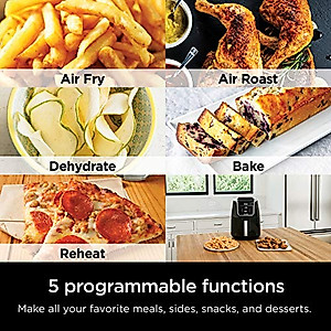 Ninja AF150AMZ Air Fryer XL, 5.5 Qt. Capacity that can Air Fry, Air Roast, Bake, Reheat & Dehydrate, with Dishwasher Safe, Nonstick Basket & Crisper Plate and a Chef-Inspired Recipe Guide, Grey