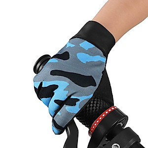 Accmor Kids Cycling Gloves, Kids Fishing Gloves, 4-10 Years Boys Girls Kids Sport Gloves, Breathable Non-Slip Full Finger Gloves for Child Cycling Climbing Riding Biking Outdoor, Blue Grey