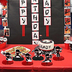 6 PCS Ninja Party Honeycomb Table Centerpiece Double Sided Martial Arts Karate Kung Fu Warriors Table Toppers Centerpieces for Ninja Theme Baby Shower Birthday Party Table Decorations Supplies