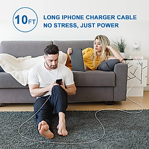 CREHAO iPhone Fast Charger, [MFi Certified] 20W PD USB C Wall Charger Block Plug with 10FT Extra Long Type C to Lightning Fast Charging Data Sync Cable Compatible for iPhone 14 13 12 11 XS XR X 8 iPad