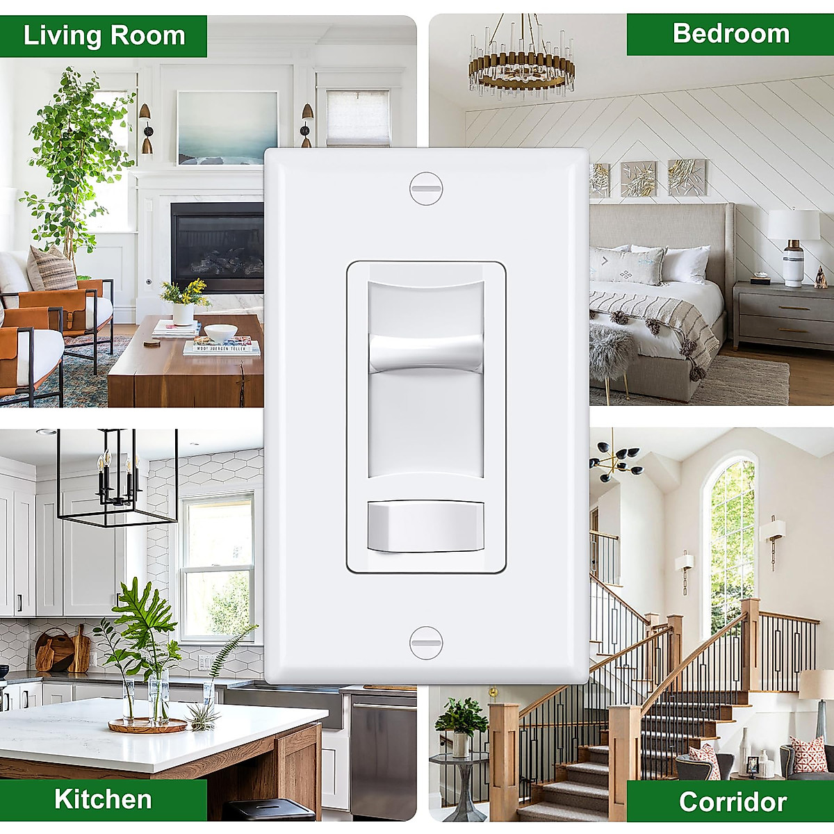 (6 Pack) UNIELE Ultra Slim Dimmer Light Switch, Max 300W Dimmable LED, CFL Lights, 600W Incandescent, Single-Pole or 3 Way LED Slide Dimmer Light Switch, 15A/120V/60Hz, ETL Listed, White