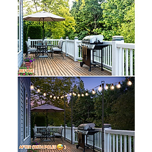 LOPANNY String Light Poles - 2 Pack 9.8 FT for Outside Hanging - Backyard, Garden, Patio, Deck Lighting Stand for Outdoor Parties, Wedding