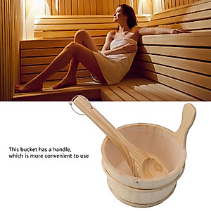 UPQRSG Sauna Bucket and Ladle, Wooden Sauna Bucket Sauna Accessories for Men Women, SpruceHot Tub Barrel Sauna Sauna Spa Accessory with Plastic Liner