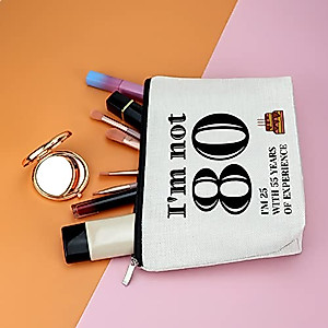 Funny 80th Birthday Gift Makeup Bag 80th Birthday Gifts for Women Grandma Mom Turning 80 Years Old Pocket Makeup Mirror Eighty Years Old Birthday Gifts Cosmetic Bag for Wife Aunt Sister Friend