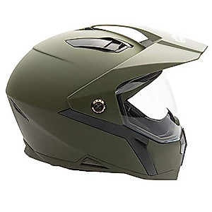 MMG Helmet Dual Sport Off Road Motorcycle Dirt Bike ATV - FlipUp Visor - Model 23 (Large, Green)