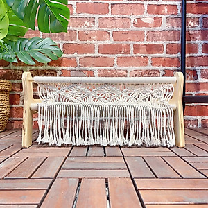 TOYAFUN Boho Cat Hammock Bed - Macrame Elevated Cat Bed for Indoor Cats, Free-Standing Breathable Cat Chair, Wooden Cat Swing Bed Pet Furniture Gift for Cats and Small Dogs